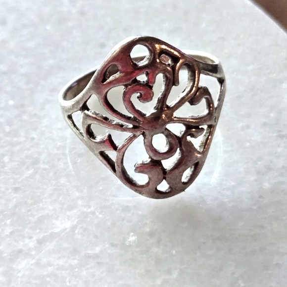 Jewelry | Vintage Sterling Silver Filigree Ring Stamped Cw 925 65sz See ...